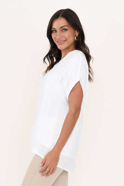 Miray White Button Top - Blue Bungalow USA
