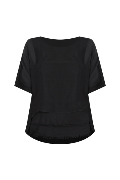 Talia Black Silk Layer Top - Blue Bungalow USA