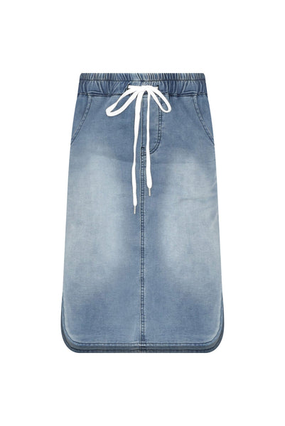 Alina Blue Denim Drawstring Skirt - Blue Bungalow USA