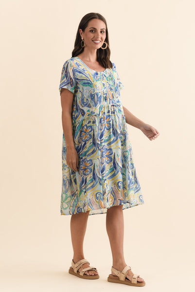 Alysse Blue Bloom Pocket Dress - Blue Bungalow USA