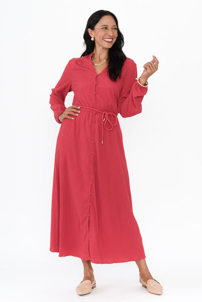 Anette Red Tie Dress - Blue Bungalow USA