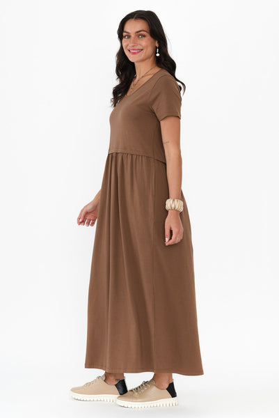 Deidra Chocolate Cotton Pocket Dress - Blue Bungalow USA