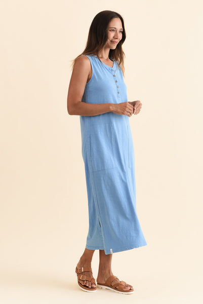 Elysian Blue Cotton Pocket Dress - Blue Bungalow USA