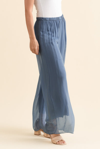 Enid Blue Silk Pants - Blue Bungalow USA