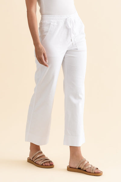 Eugenie White Drawstring Pants - Blue Bungalow USA