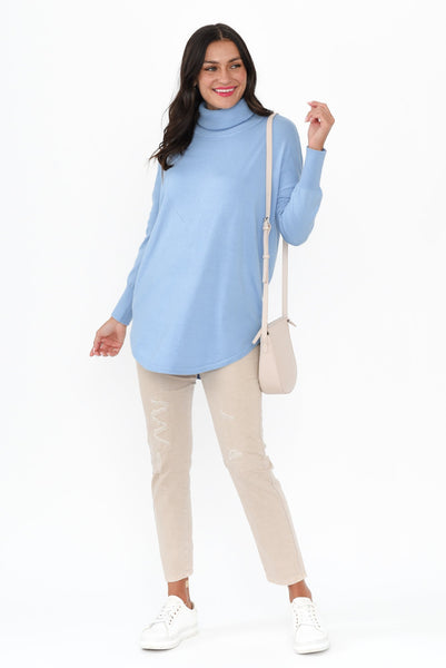 Fleur Ice Blue Knit Sweater - Blue Bungalow USA