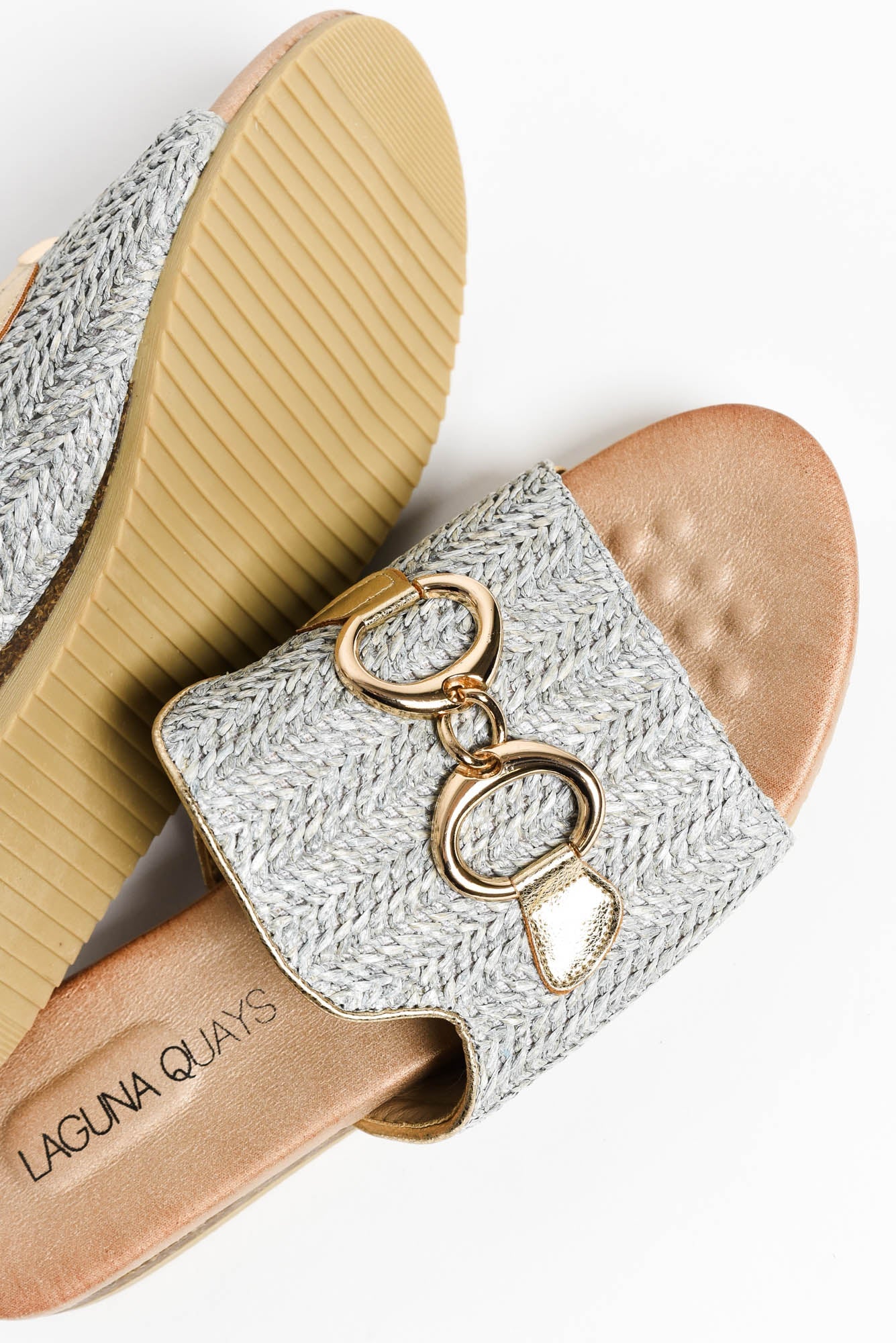 Kandy Stone Raffia Buckle Slide - Blue Bungalow USA