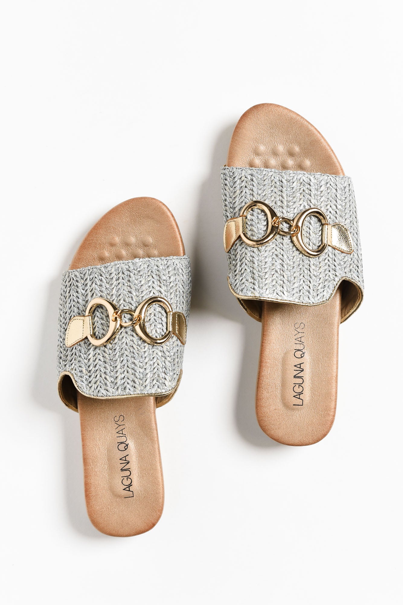 Kandy Stone Raffia Buckle Slide - Blue Bungalow USA