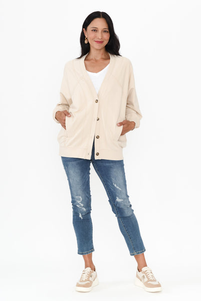 Lydia Stone Cotton Cardigan - Blue Bungalow USA