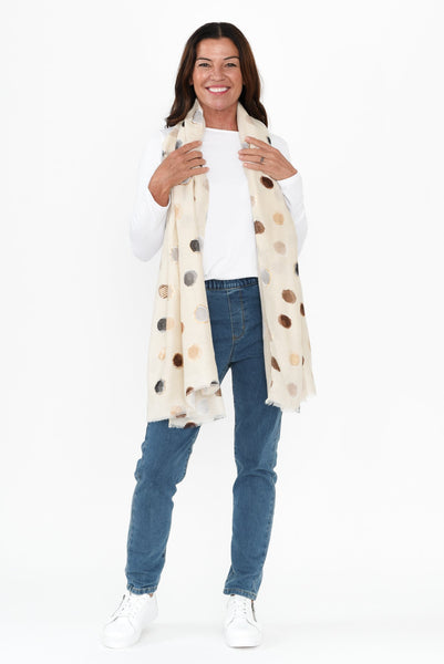 Mino Cream Spot Scarf - Blue Bungalow USA