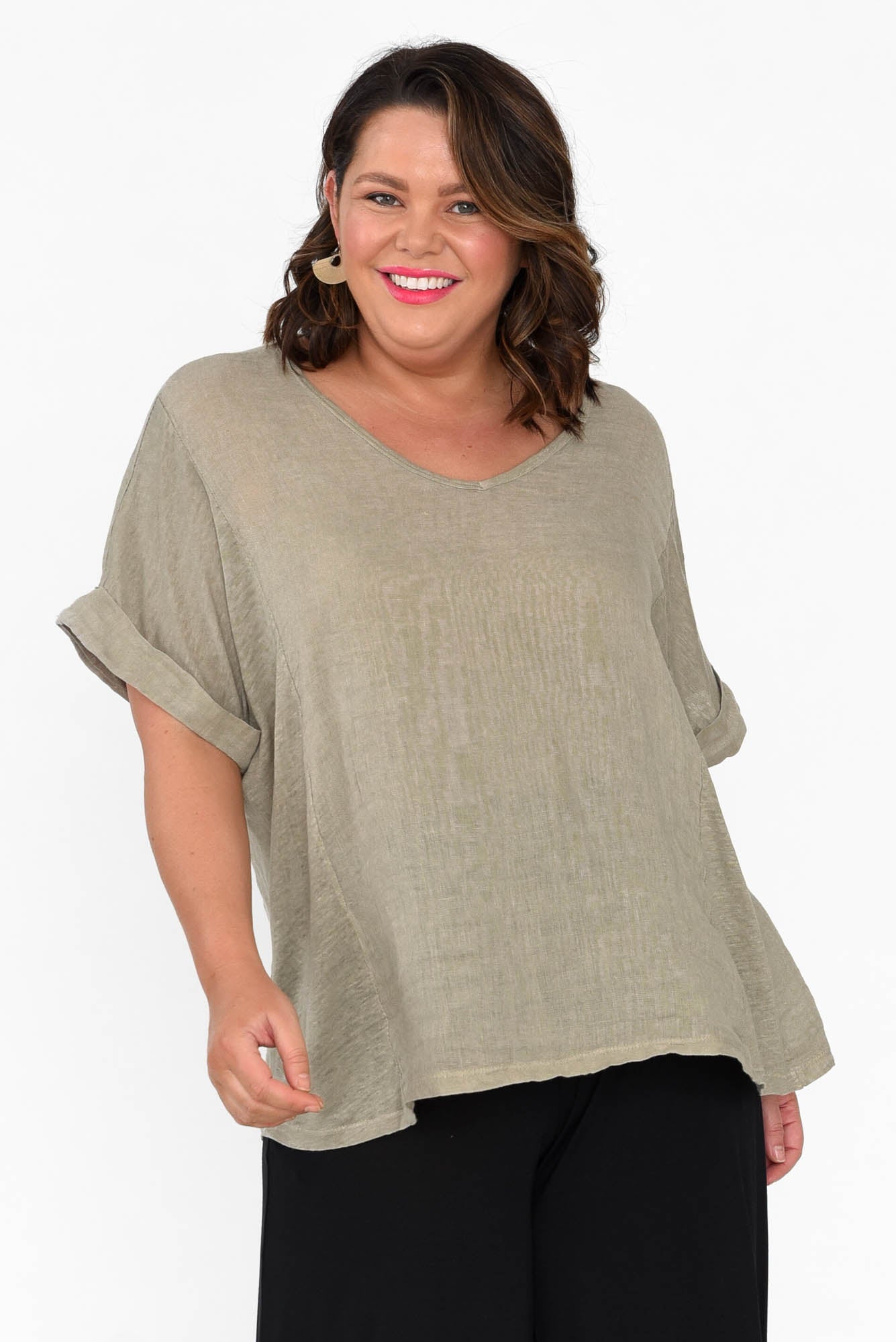Oversized Anna Natural Linen Tee - Blue Bungalow USA
