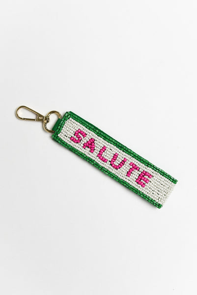 Salute Green Beaded Keychain - Blue Bungalow USA
