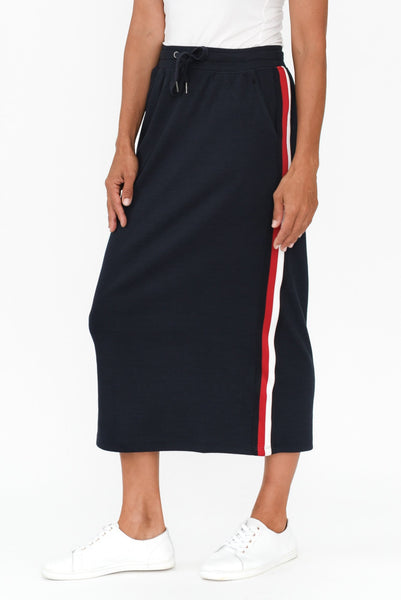 Stabilize Navy Trim Cotton Drawstring Skirt - Blue Bungalow USA