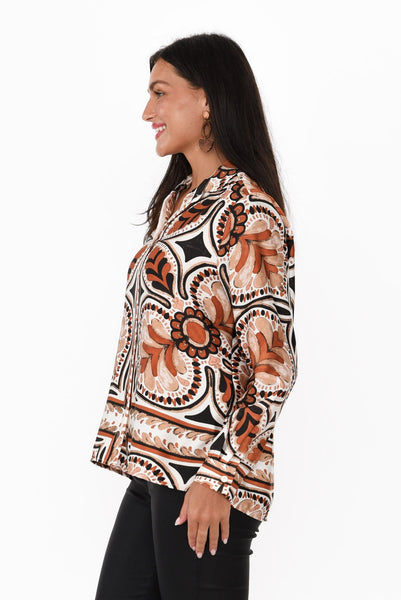 Studio Chocolate Abstract Collared Shirt - Blue Bungalow USA